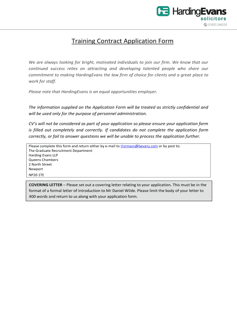 Fillable Online Training Contract Application Form Fax Email Print ...
