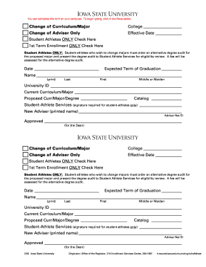 Fillable Online undergrad genetics iastate Change of Curriculum/Major College - undergrad ...