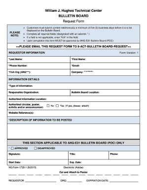 Fillable Online faa Bulletin Board Request Form. Bulletin Board Fax ...