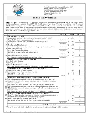 Fillable Online dep state fl PERMIT FEE WORKSHEET - dep.state.fl.us ...
