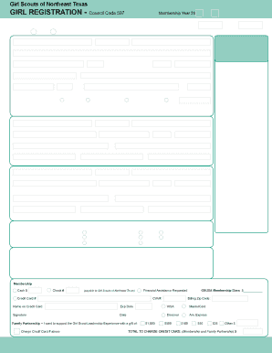 Fillable Online gsnetx Girl Membership Registration Form 2016-2017 ...