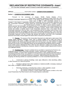 Fillable Online dep state fl DECLARATION OF RESTRICTIVE COVENANTS ...