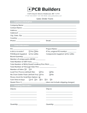 Fillable Online Sales order form - PCB Builders Fax Email Print - pdfFiller