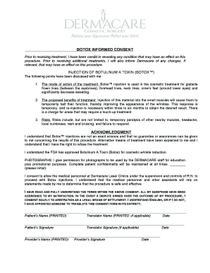 Fillable Online INJECTION OF BOTULINUM A TOXIN (BOTOX) Fax Email Print ...