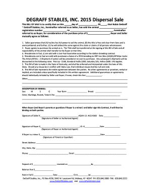 Fillable Online This BILL OF SALE is to certify that on this day of ...