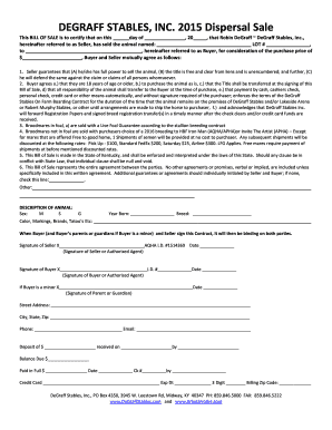 Fillable Online This BILL OF SALE is to certify that on this day of ...