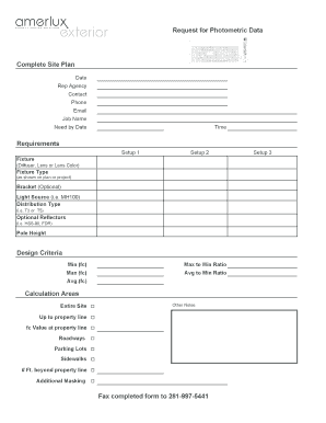 Fillable Online Request for Photometric Data Complete Site Plan Fax ...