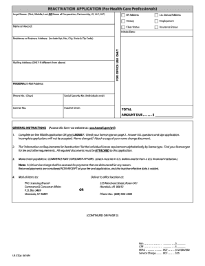 Fillable Online REACTIVATION APPLICATION (For Health Care Professionals) Fax Email Print - pdfFiller