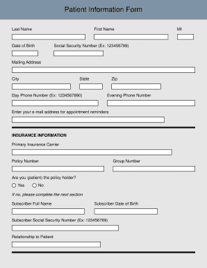 Fillable Online Patient Information Form - Greater Houston Therapeutics ...