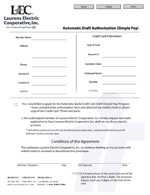 Fillable Online Automatic Draft Authorization (Simple Pay) - Lauren ...