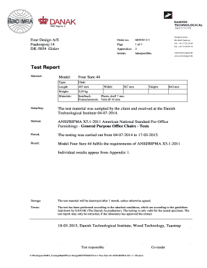 Fillable Online Test Report - Fuse Furniture Fax Email Print - pdfFiller