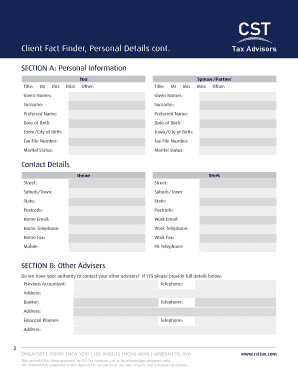 Fillable Online cst Client Fact Finder - CST International Fax Email ...
