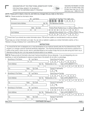 Fillable Online trsnycpreview Designation of TDA Fractional Beneficiary ...