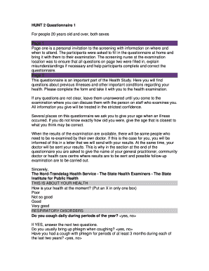 Fillable Online bbmri-lpc iarc HUNT 2 Questionnaire 1 - BBMRI-LPC ...