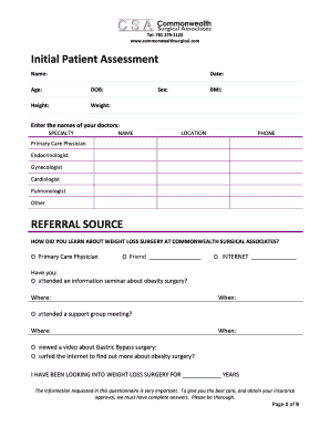 Fillable Online Initial Patient Assessment CSA.MBSAQUIP Fax Email Print ...