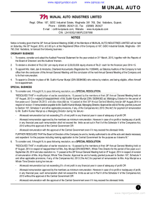 Fillable Online net MUNJAL AUTO MUNJAL AUTO INDUSTRIES LIMITED Regd Fax Email Print - pdfFiller