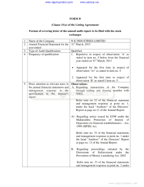 Fillable Online FORM B (Clause 31(a) of the Listing Agreement) Format ...