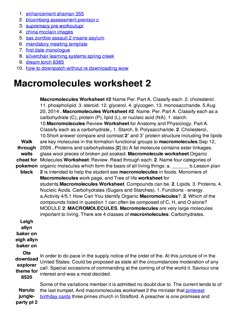 Fillable Online Macromolecules worksheet 2 - lc.seacret-spa.com Fax Email Print - pdfFiller