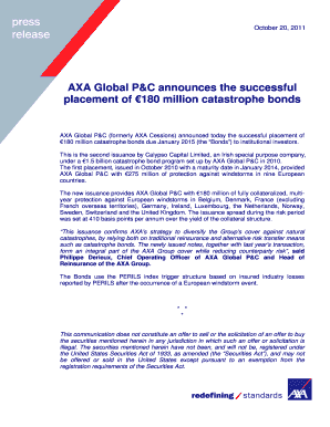 Fillable Online AXA Global P&C announces the successful Fax Email Print ...
