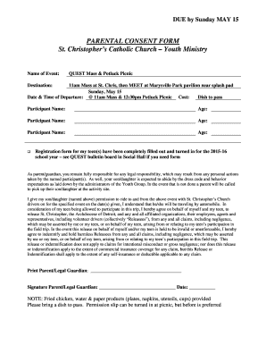 Fillable Online stchrismi PARENTAL CONSENT FORM St. Christophers ...