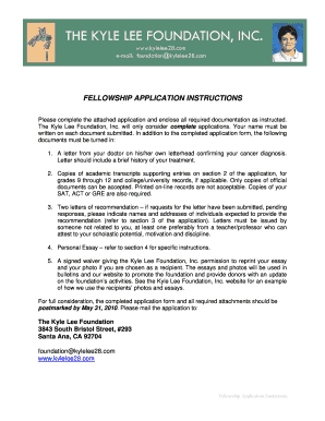 Fillable Online FELLOWSHIP APPLICATION INSTRUCTIONS - kylelee28.com Fax ...