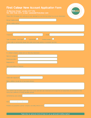 Fillable Online First ColourNew Account Application Form Fax Email ...