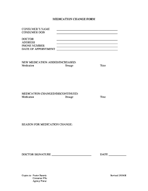 Fillable Online Medication Change Form - Life Start Fax Email Print ...