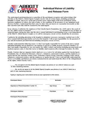 Fillable Online Individual Waiver of Liability Fax Email Print - pdfFiller