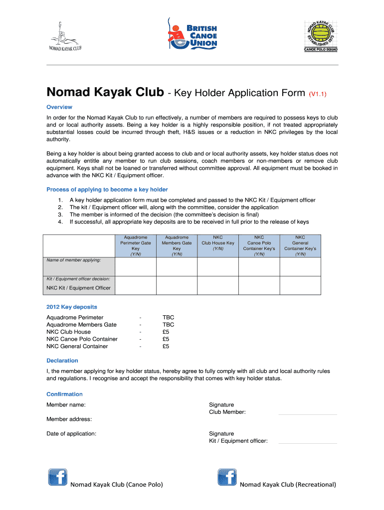 Fillable Online nomadkayakclub co NKC-F04 Key Holder Application Form ...