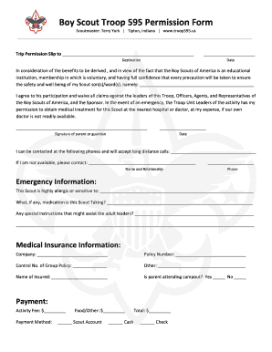 Fillable Online troop595 Boy Scout Troop 595 Permission Form - Facebook ...
