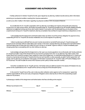 Fillable Online ASSIGNMENT AND AUTHORIZATION - Center for Advanced... Fax Email Print - pdfFiller