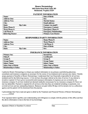 Fillable Online RESPONSIBLE PARTY INFORMATION INSURANCE INFORMATION ...