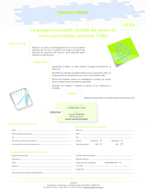 Fillable Online MANAGEMENT CFGA Le projet associatif : feuille de route ...