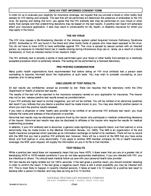 Fillable Online OHIO HIV TEST INFORMED CONSENT FORM THE HIV Fax Email ...