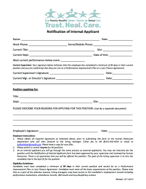 Fillable Online Notification of Internal Applicant Fax Email Print ...