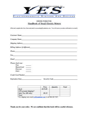 Fillable Online Handbook of Small Electric Motors Order Form revised ...
