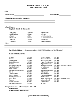 Fillable Online MARY MCDONALD, M.D., S.C. Fax Email Print - pdfFiller