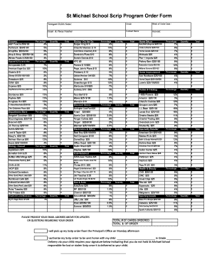 Fillable Online St Michael School Scrip Program Order Form Fax Email Print - pdfFiller