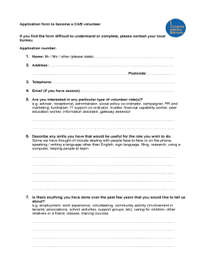 Fillable Online thurrockcab org Application form to become a CAB ...