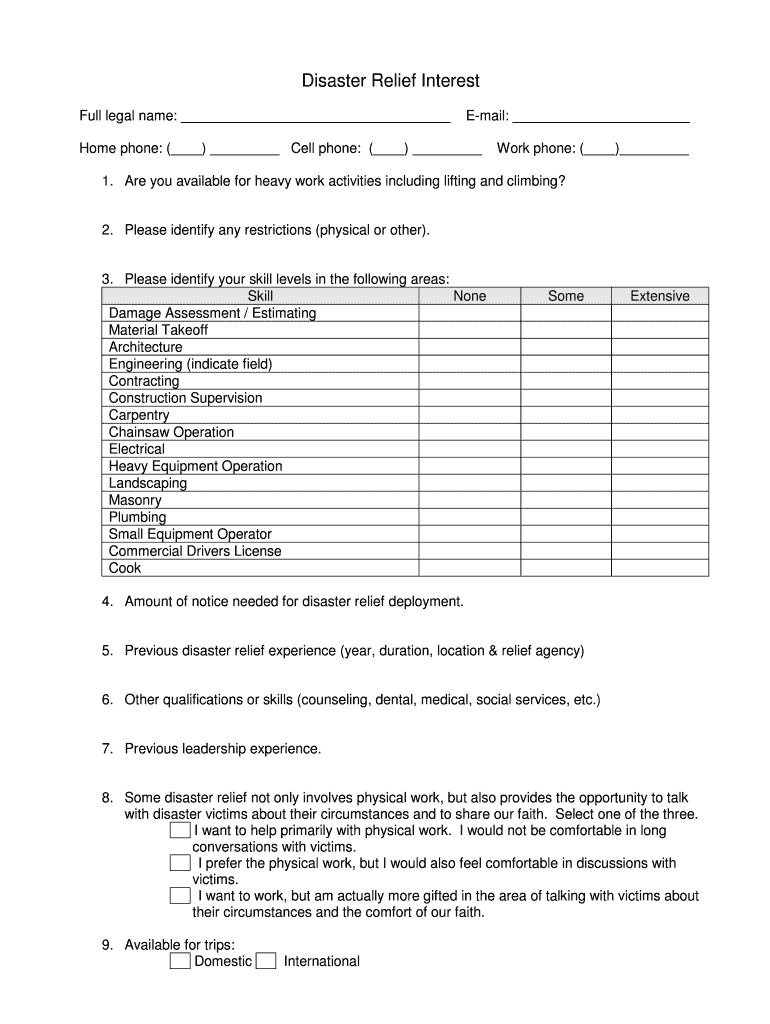 Fillable Online outreach bethel-church Disaster Relief Interest - Bethel Church Fax Email Print ...