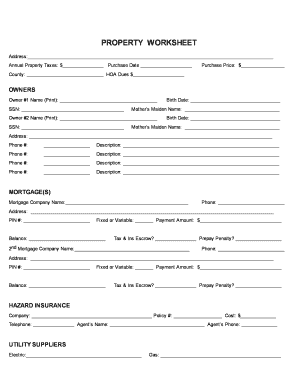 Fillable Online PROPERTY FACT SHEET - Printable Real Estate Forms Fax ...