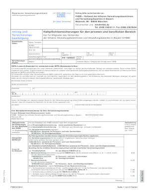 Fillable Online vhbb Antrag und Haftpflichtversicherungen fr den privaten und ... Fax Email ...