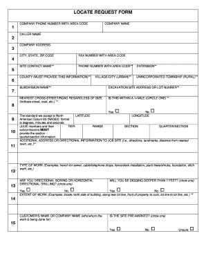 Fillable Online LOCATE REQUEST FORM - grandrentalfairview.com Fax Email ...