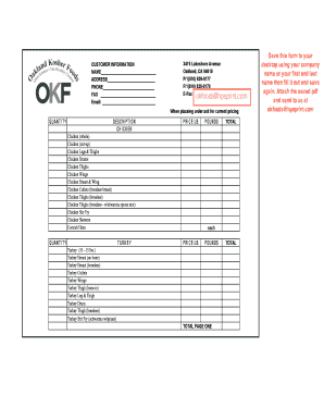 Fillable Online QUANTITY DESCRIPTION PRICE LB POUNDS Fax Email Print ...