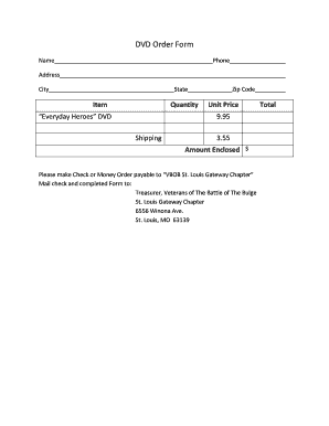 Fillable Online gatewayvbob DVD Order Form - Home Page Gateway VBOB ...