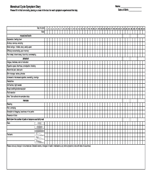 Fillable Online Female Cycle Symptom Diary - Women's Health Naturally ...