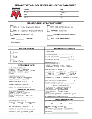 Fillable Online NFPA DATA SHEET - meyerindustrial.com Fax Email Print ...