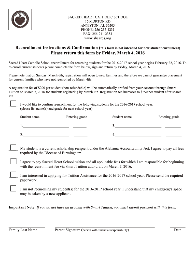 Fillable Online Reenrollment Instructions & Confirmation ( Please ...