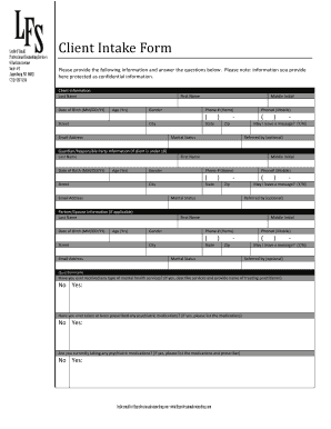 Fillable Online Client Intake Form - lfsprofessionalcounseling.com Fax ...