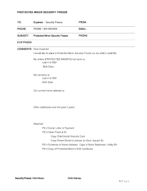 Fillable Online PROTECTED MINOR SECURITY FREEZE - NewsMom Fax Email Print - pdfFiller